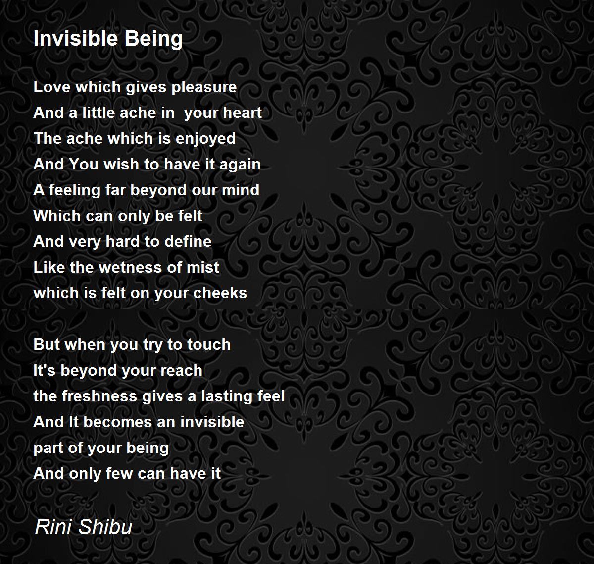 Invisible Being - Invisible Being Poem by Rini Shibu