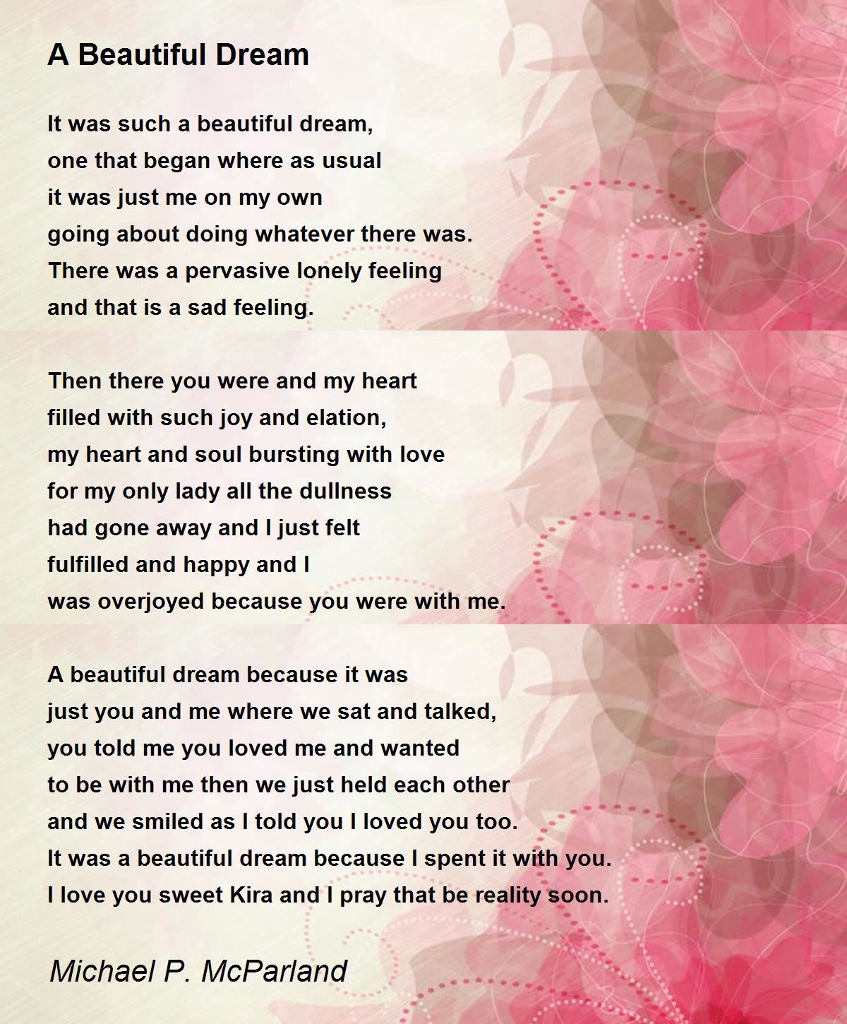 A Beautiful Dream - A Beautiful Dream Poem by Michael P. McParland