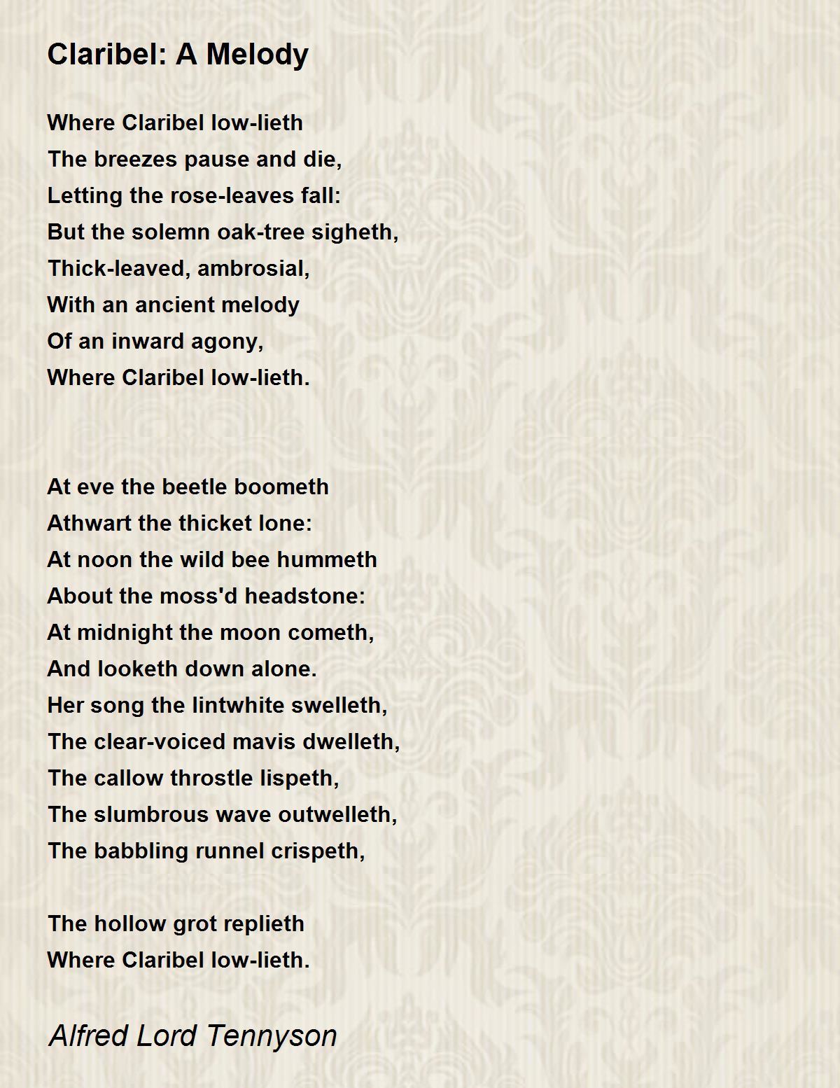 Claribel: A Melody Poem by Alfred Lord Tennyson - Poem Hunter