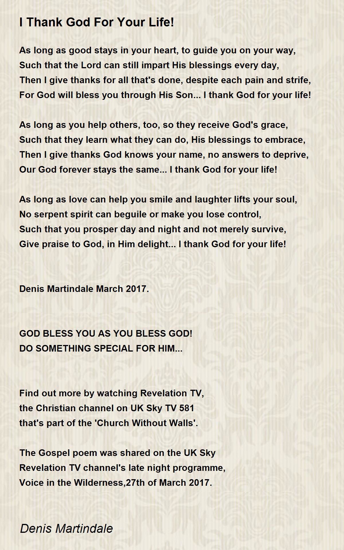 Thank You God For Everything Poem