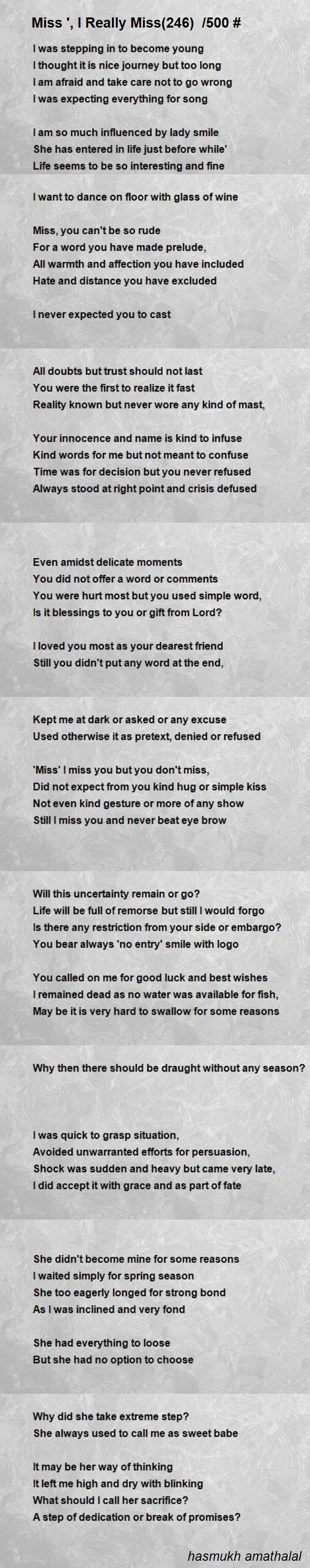 I Really Miss You Poems