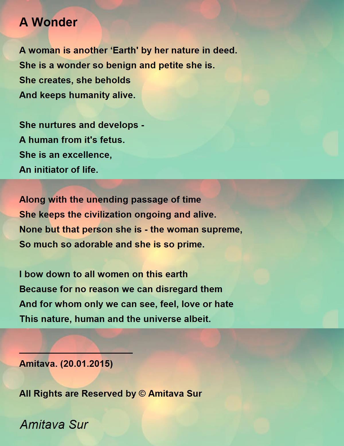 A Wonder - A Wonder Poem by Amitava Sur