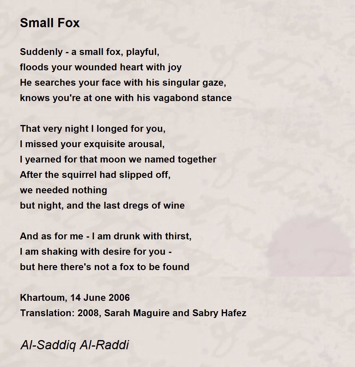 Small Fox Small Fox Poem By Al Saddiq Al Raddi