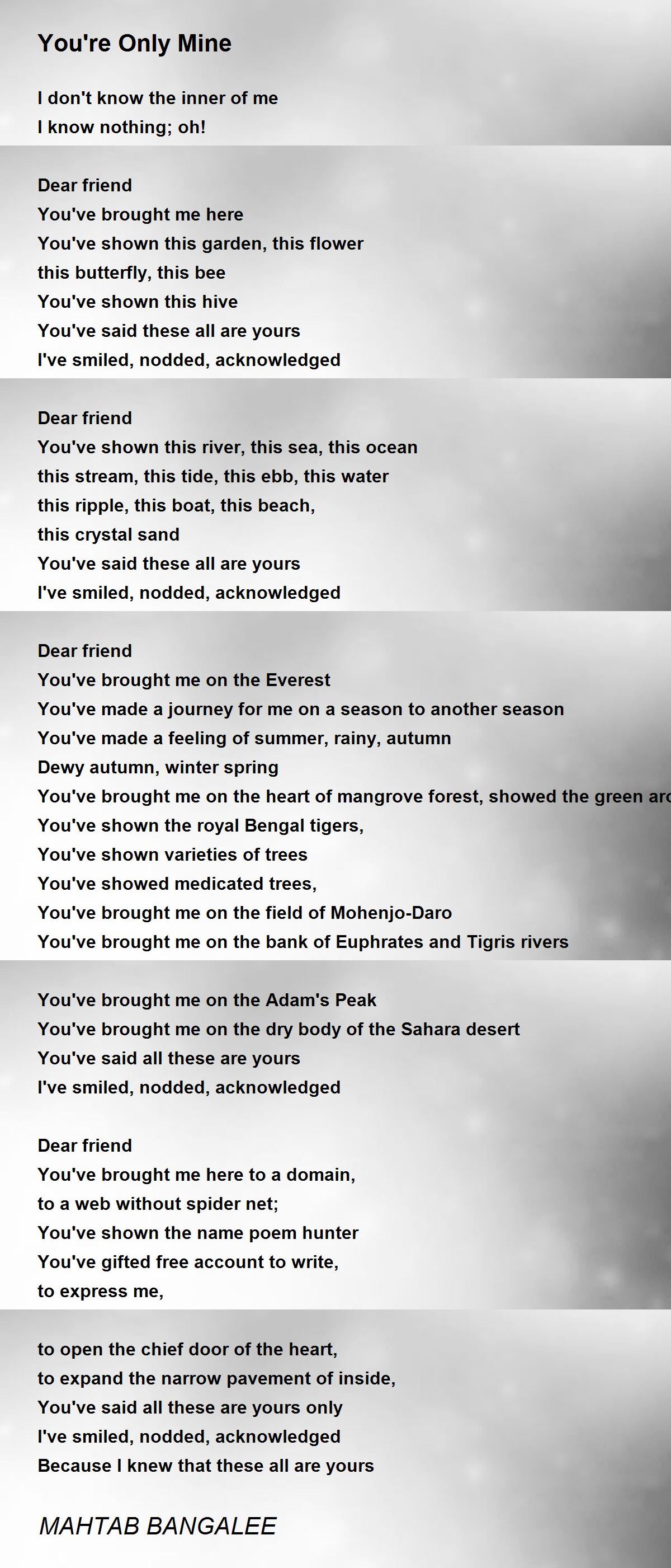 You're Only Mine - You're Only Mine Poem by MAHTAB BANGALEE