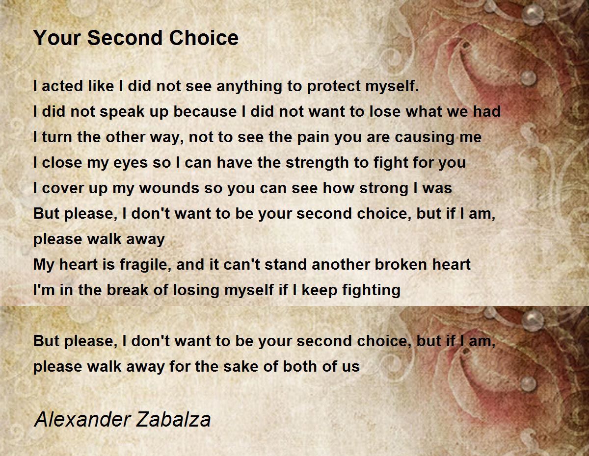 Your His Second Choice Quotes