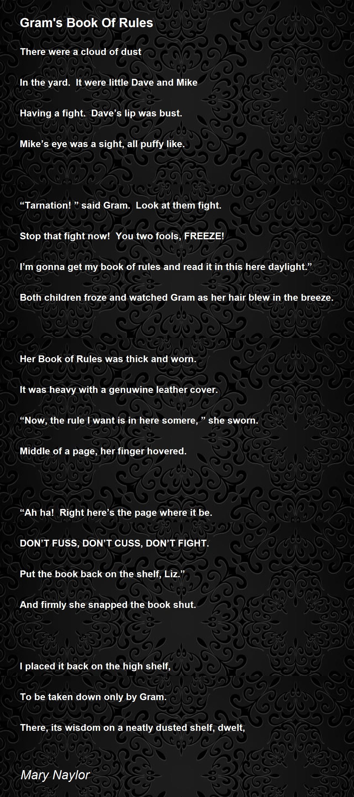 Gram's Book Of Rules - Gram's Book Of Rules Poem by Mary Naylor