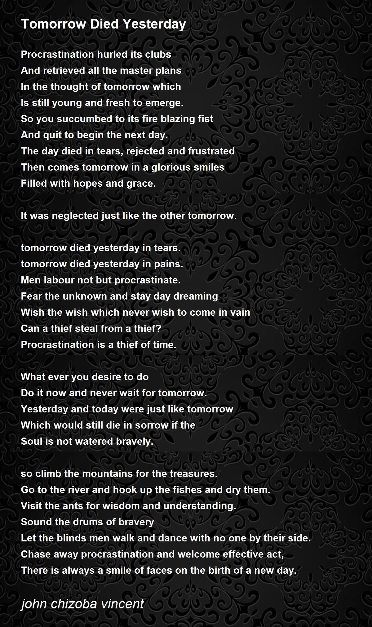 Yesterday Today And Tomorrow Poem