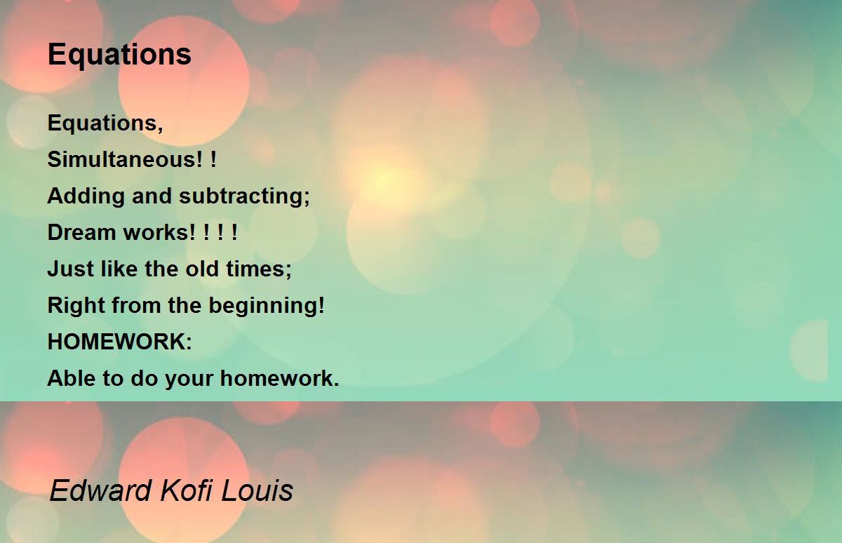 Poemas De Ecuaciones Equation (poem) JungleKey.in Image