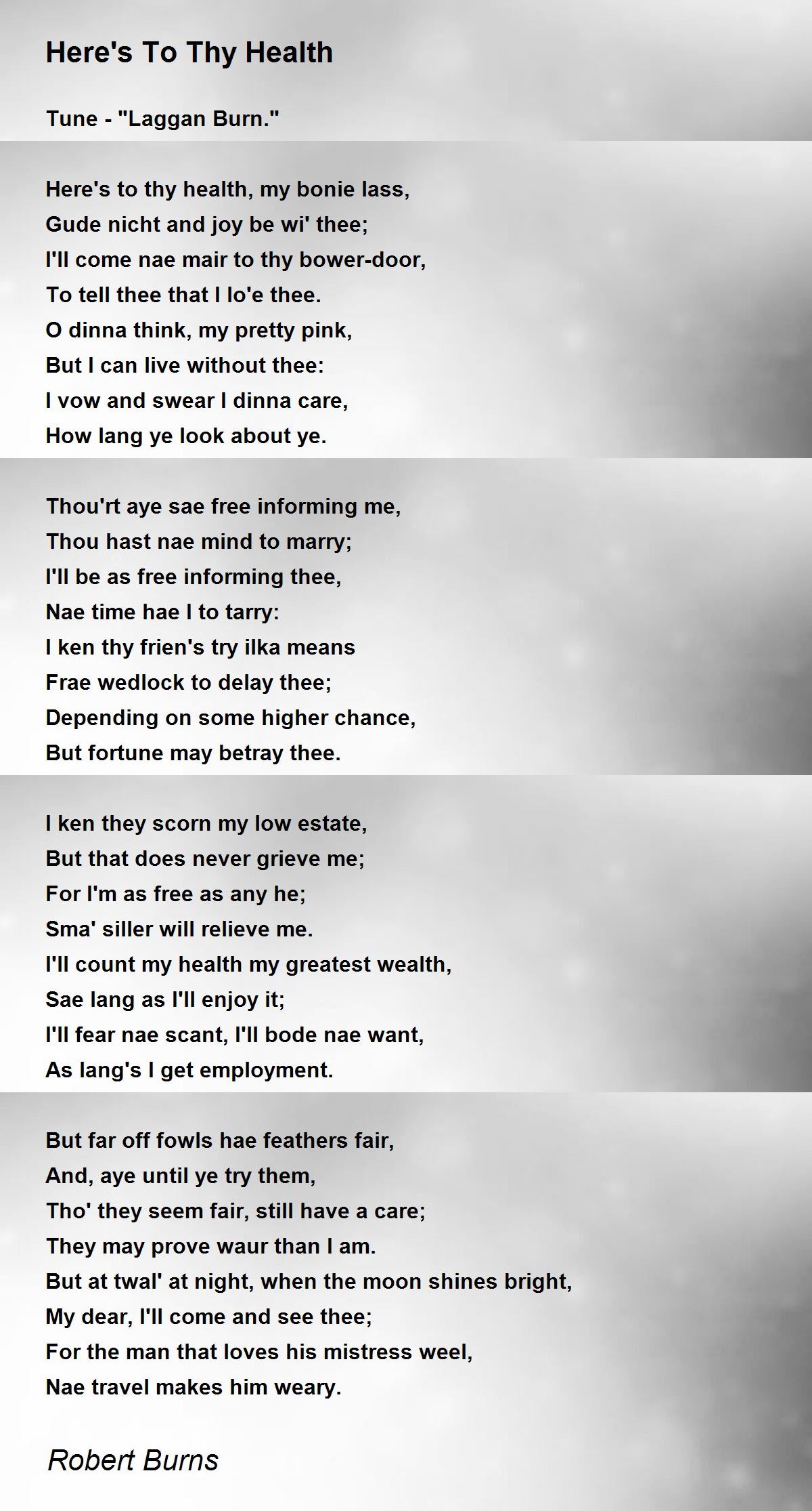 Here's To Thy Health Poem by Robert Burns - Poem Hunter