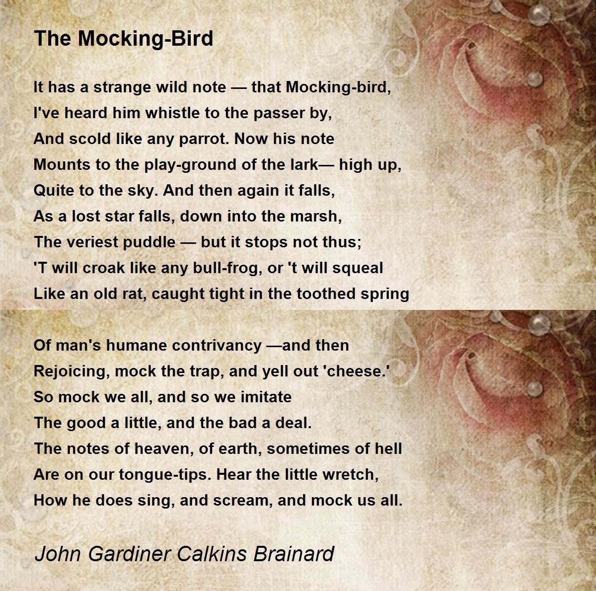The Mocking-Bird Poem by John Gardiner Calkins Brainard - Poem Hunter