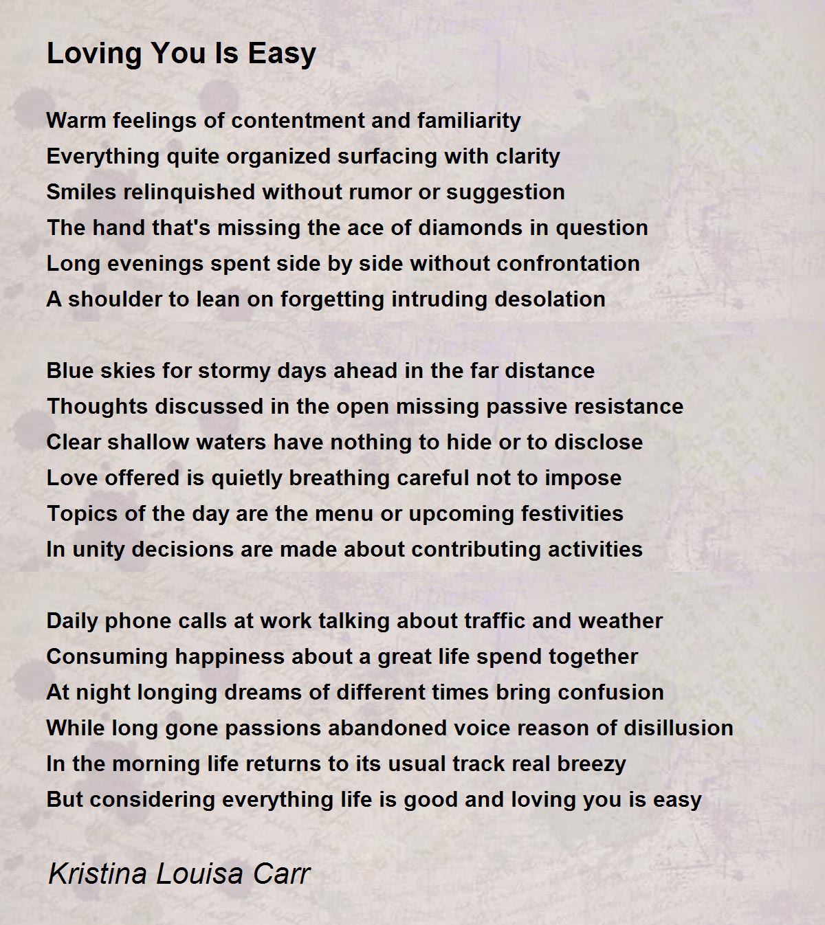 Loving You Is Easy - Loving You Is Easy Poem by Kristina Louisa Carr