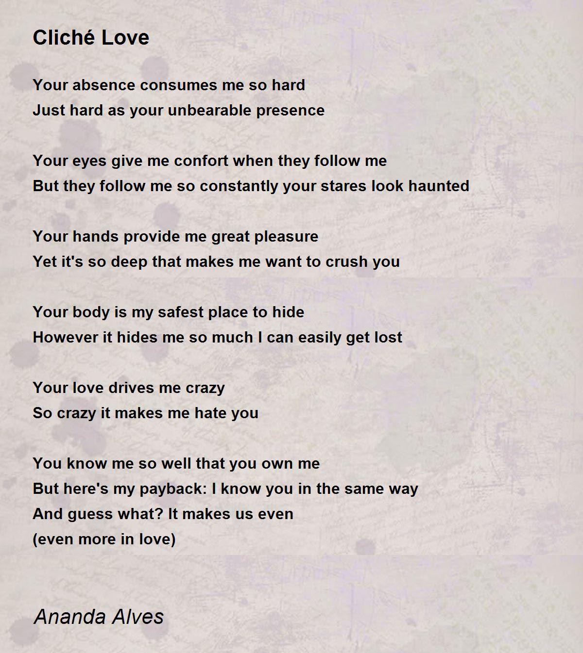 Cliché Love Poem by Ananda Alves - Poem Hunter Comments
