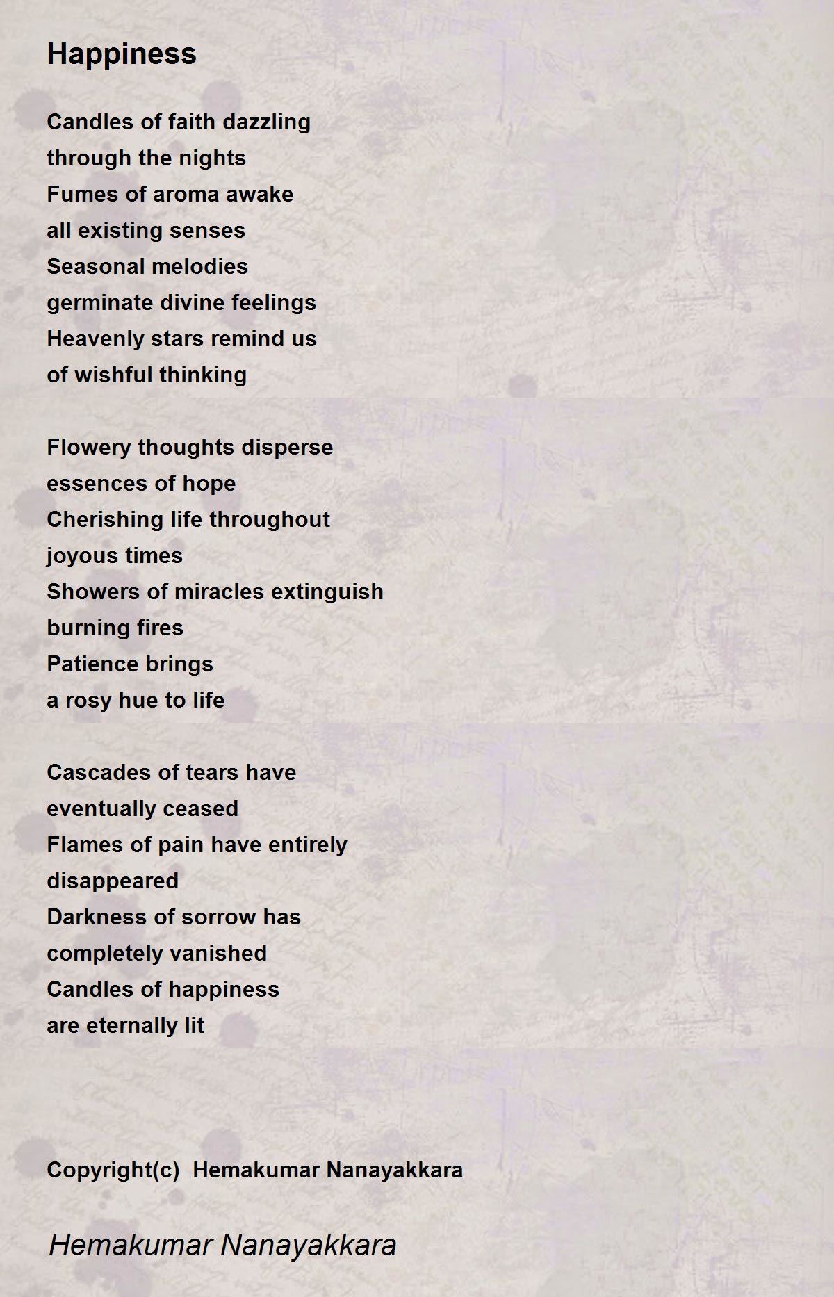 Happiness Poem by Hemakumar Nanayakkara - Poem Hunter