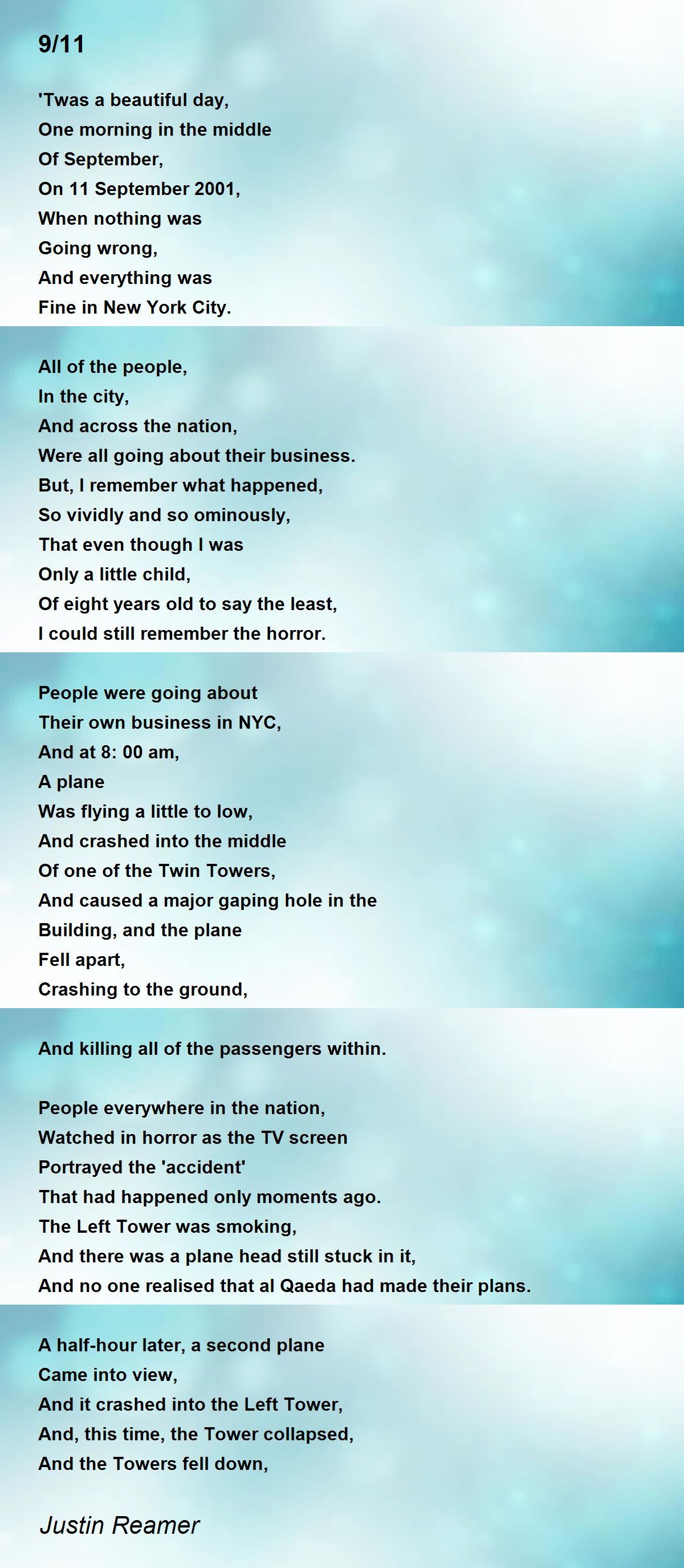9/11 - 9/11 Poem by Justin Reamer