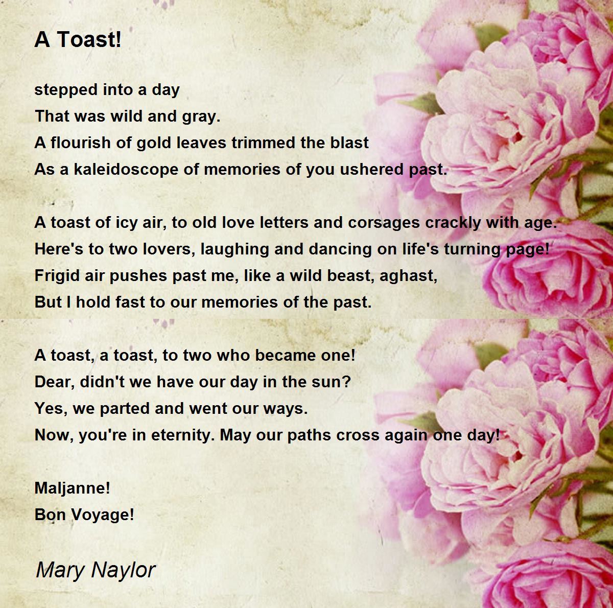 A Toast! - A Toast! Poem by Mary Naylor