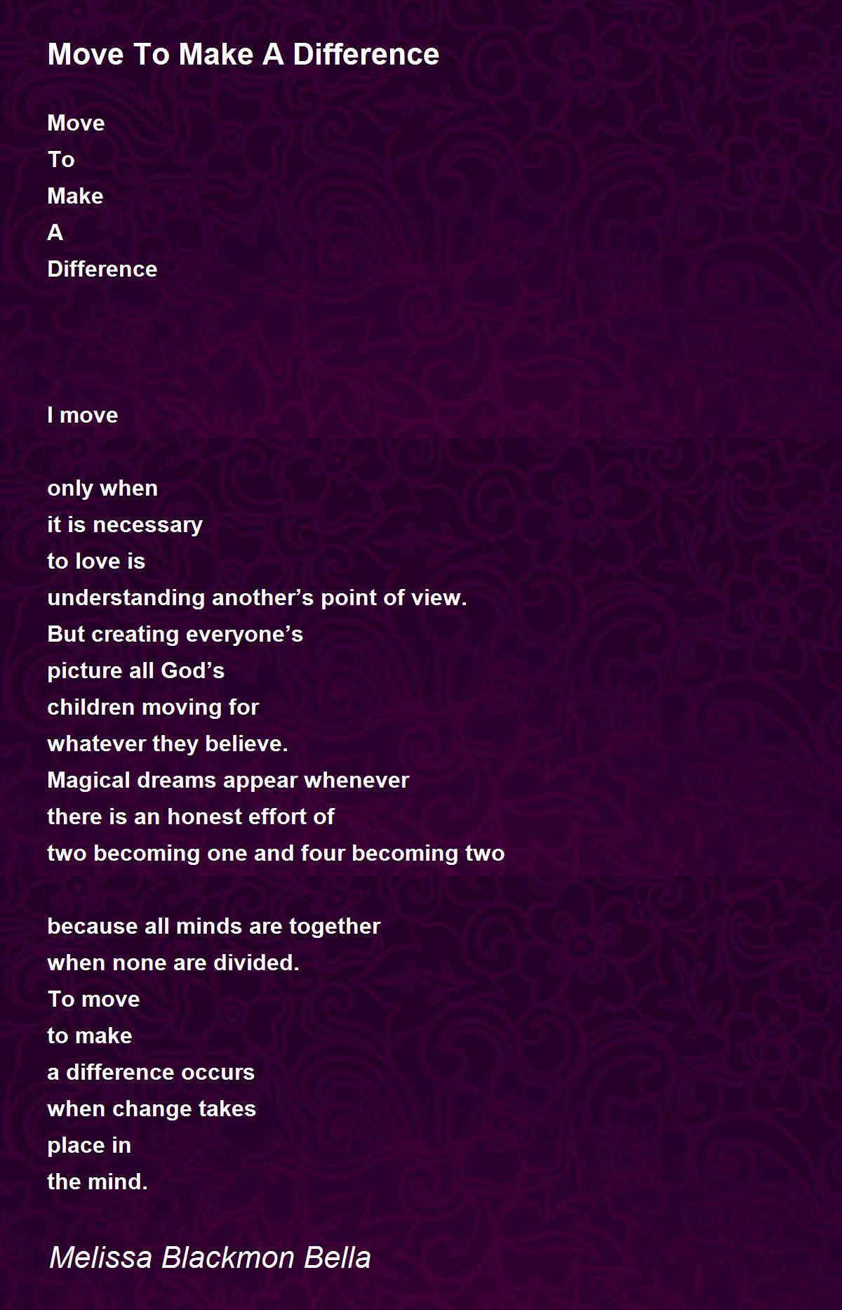 Move To Make A Difference by Melissa Blackmon Bella - Move To Make A ...