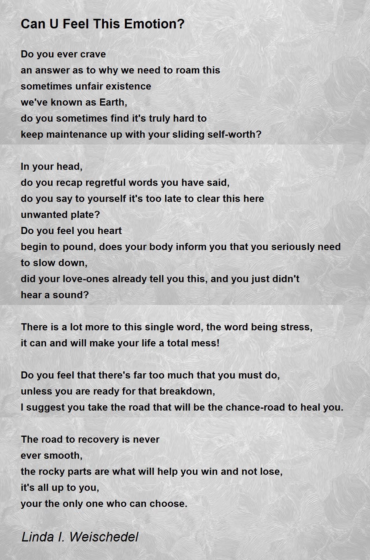 Can U Feel This Emotion? by Linda I. Weischedel - Can U Feel This ...
