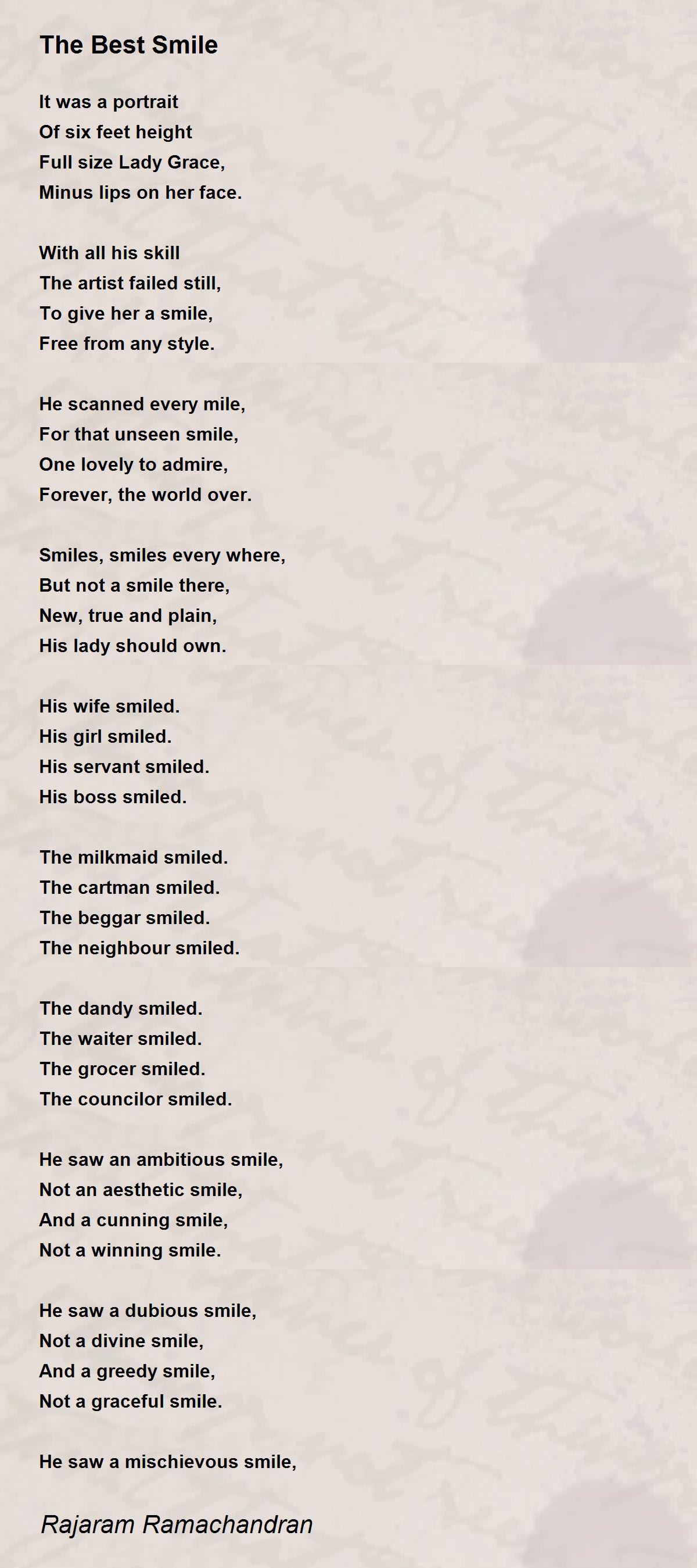 The Best Smile Poem by Rajaram Ramachandran - Poem Hunter