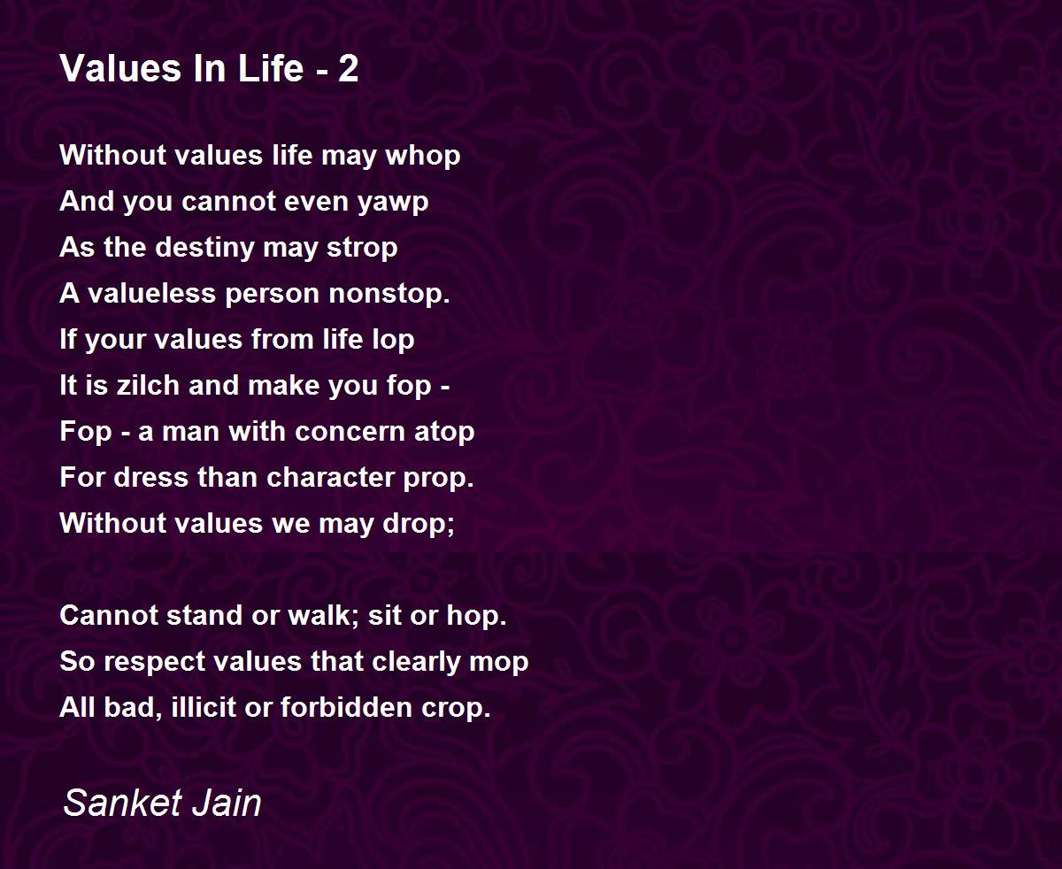 Values In Life Sample