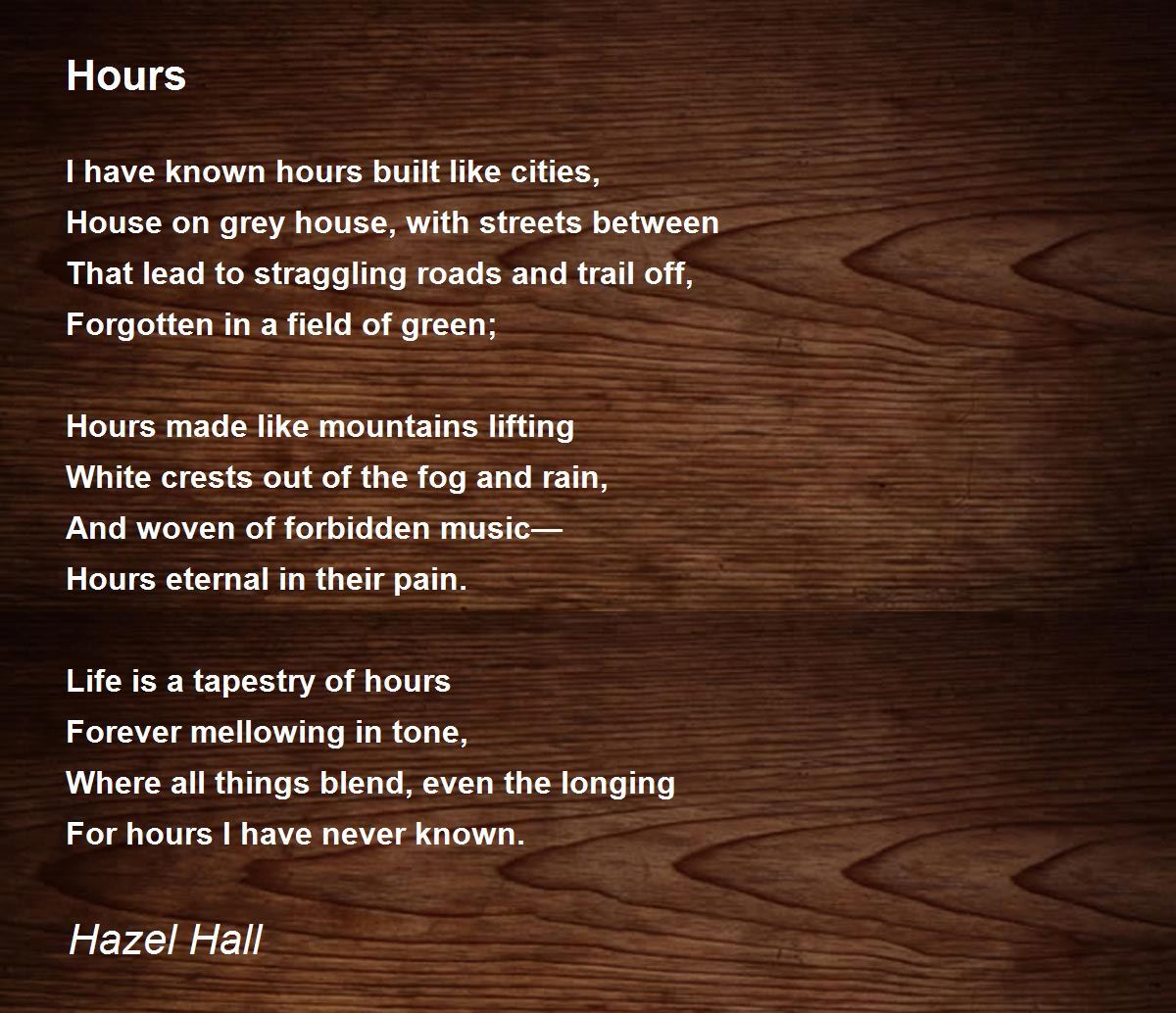 Hours - Hours Poem by Hazel Hall