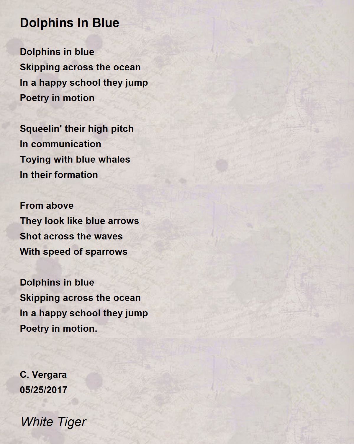 Dolphins In Blue by White Tiger - Dolphins In Blue Poem