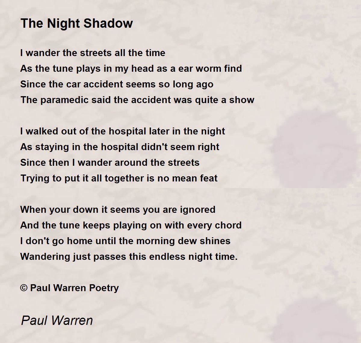 The Night Shadow by Paul Warren - The Night Shadow Poem