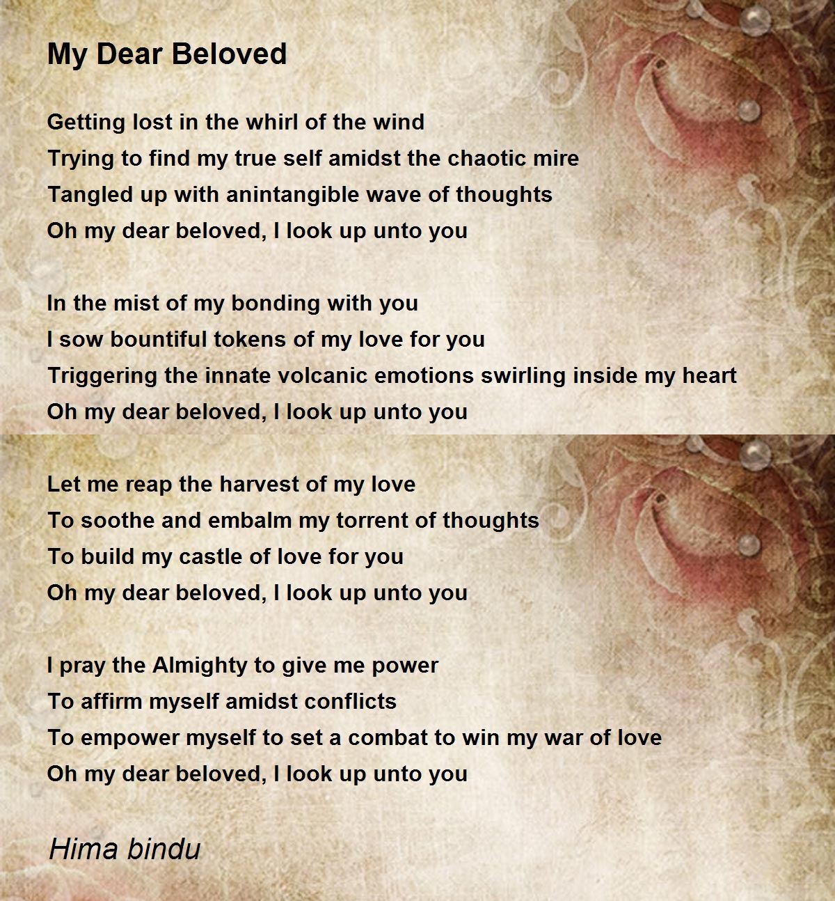 My Dear Beloved - My Dear Beloved Poem by Hima bindu