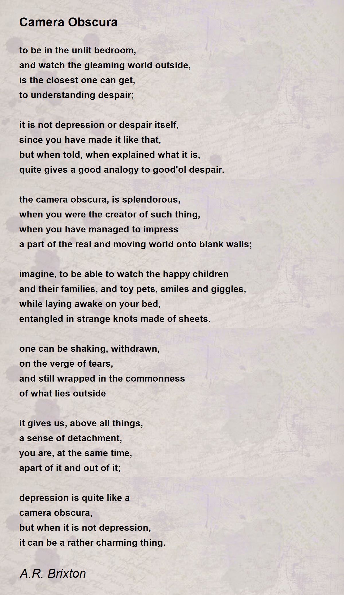 Camera Obscura - Camera Obscura Poem by A.R. Brixton