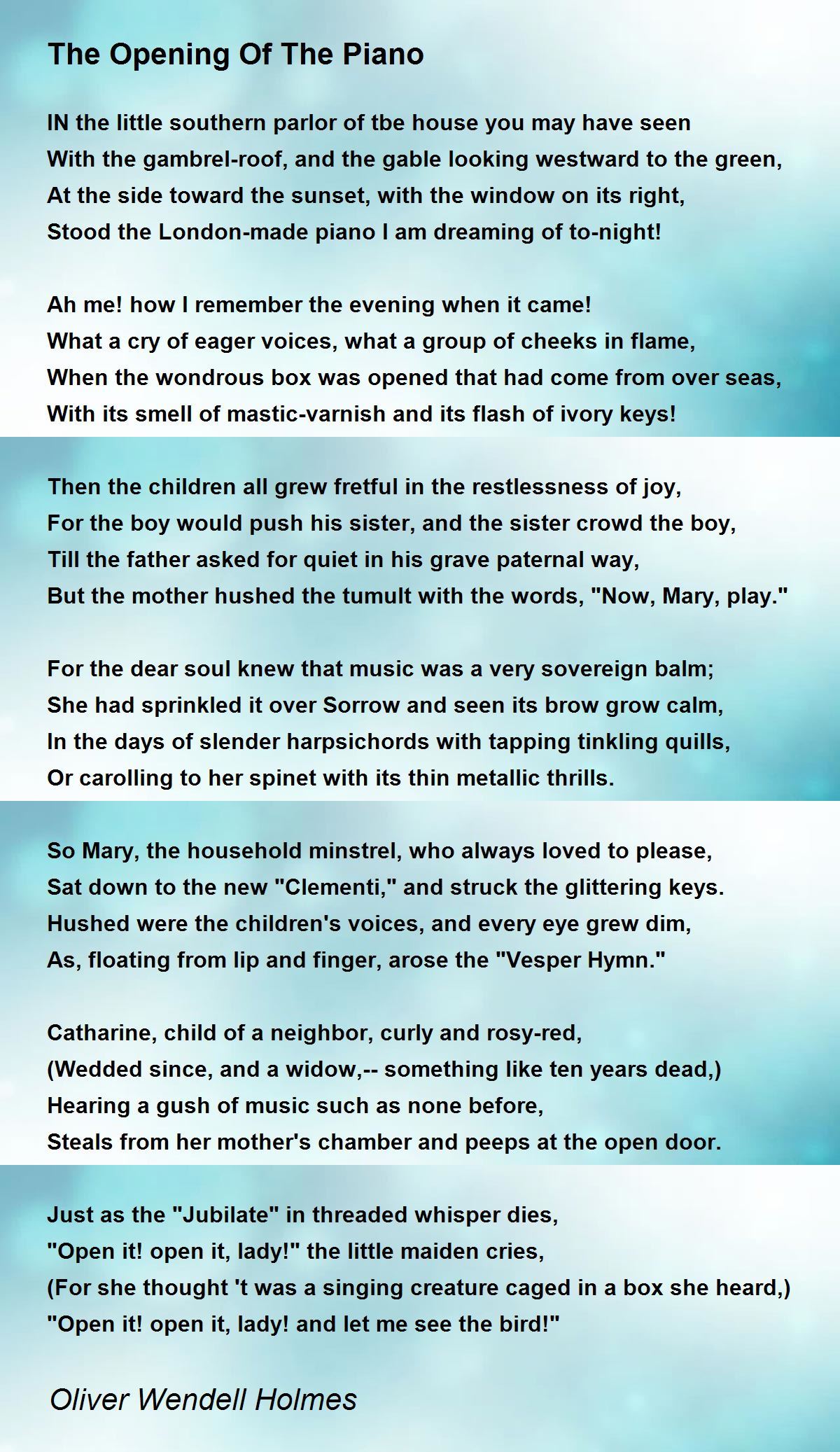The Opening Of The Piano - The Opening Of The Piano Poem by Oliver ...