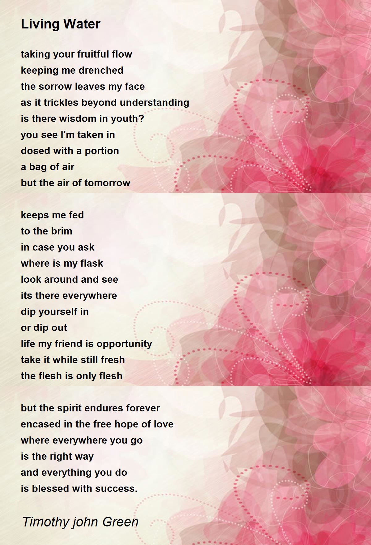 Living Water Poem By William Cowper - Save Water Poem In English Water ...