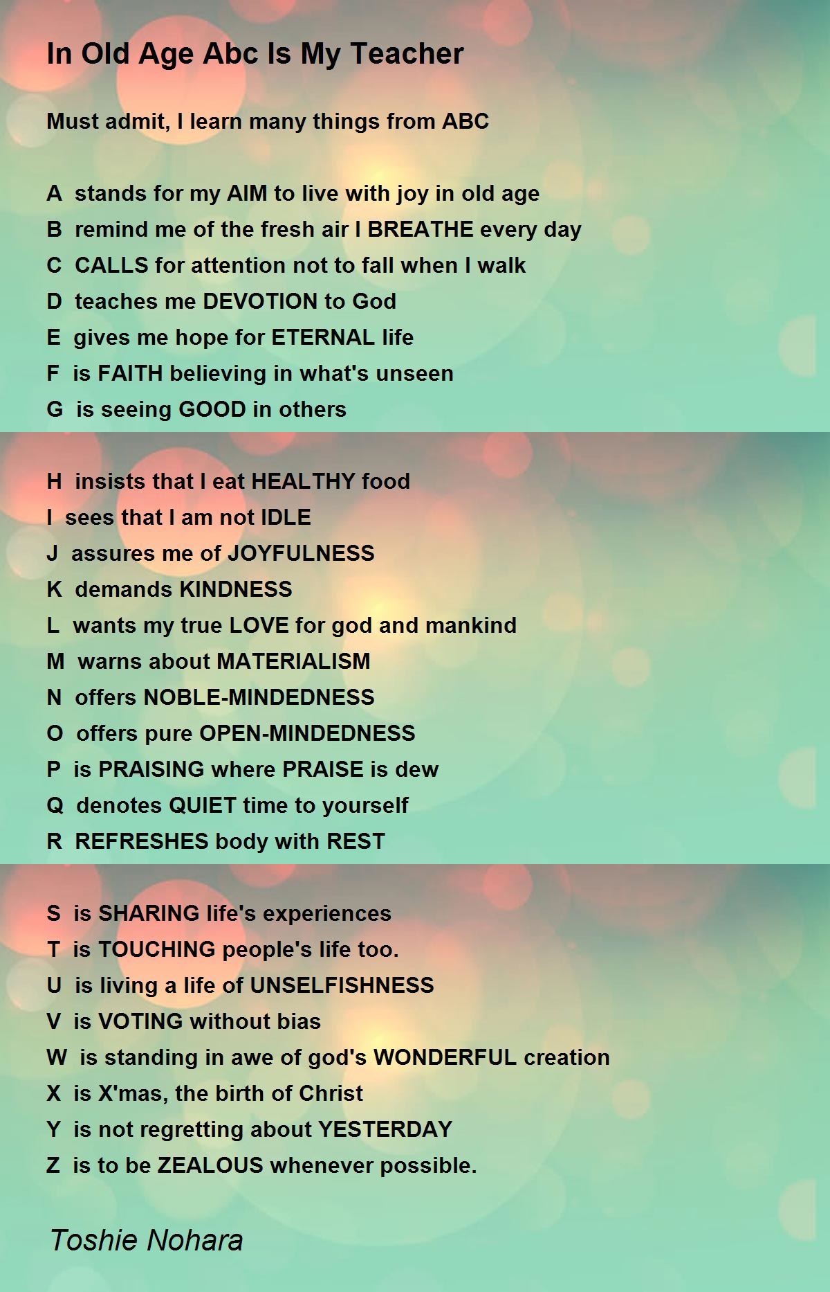 In Old Age Abc Is My Teacher by Toshie Nohara - In Old Age Abc Is My ...