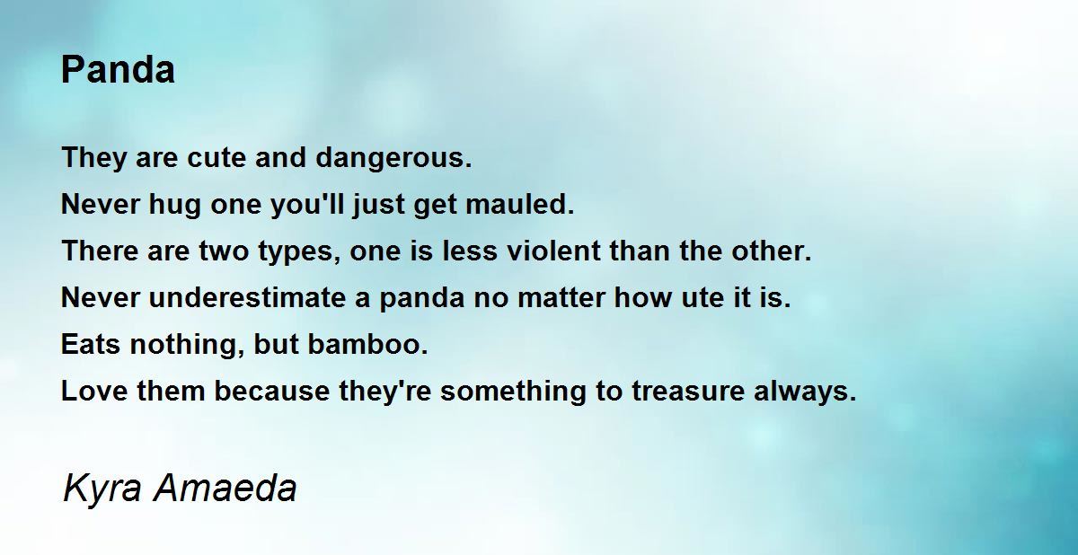 Panda by Kyra Amaeda - Panda Poem