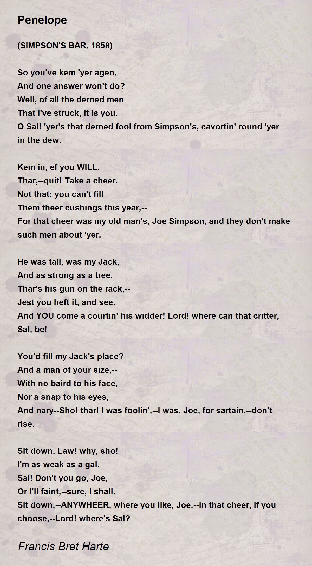 Penelope - Penelope Poem by Francis Bret Harte