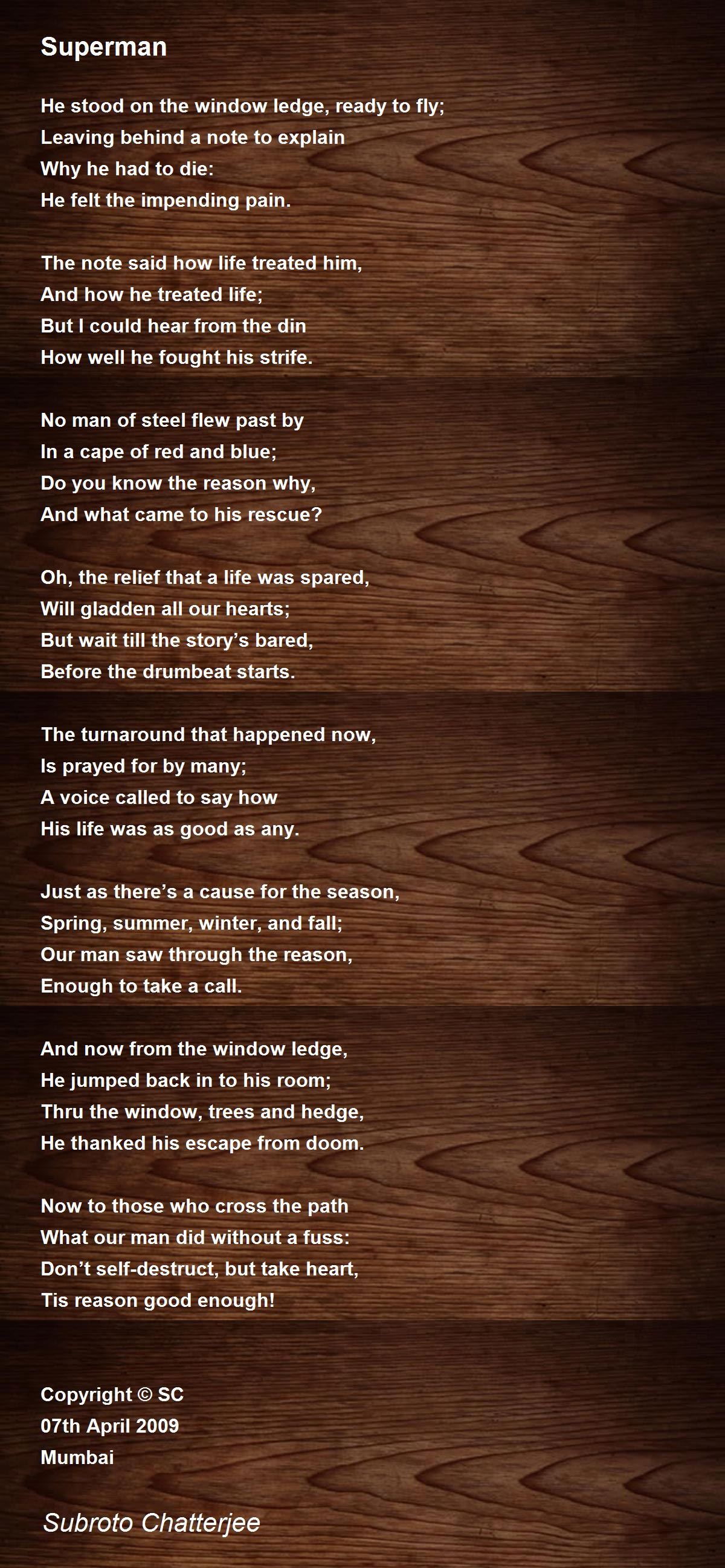 Superman by Subroto Chatterjee - Superman Poem