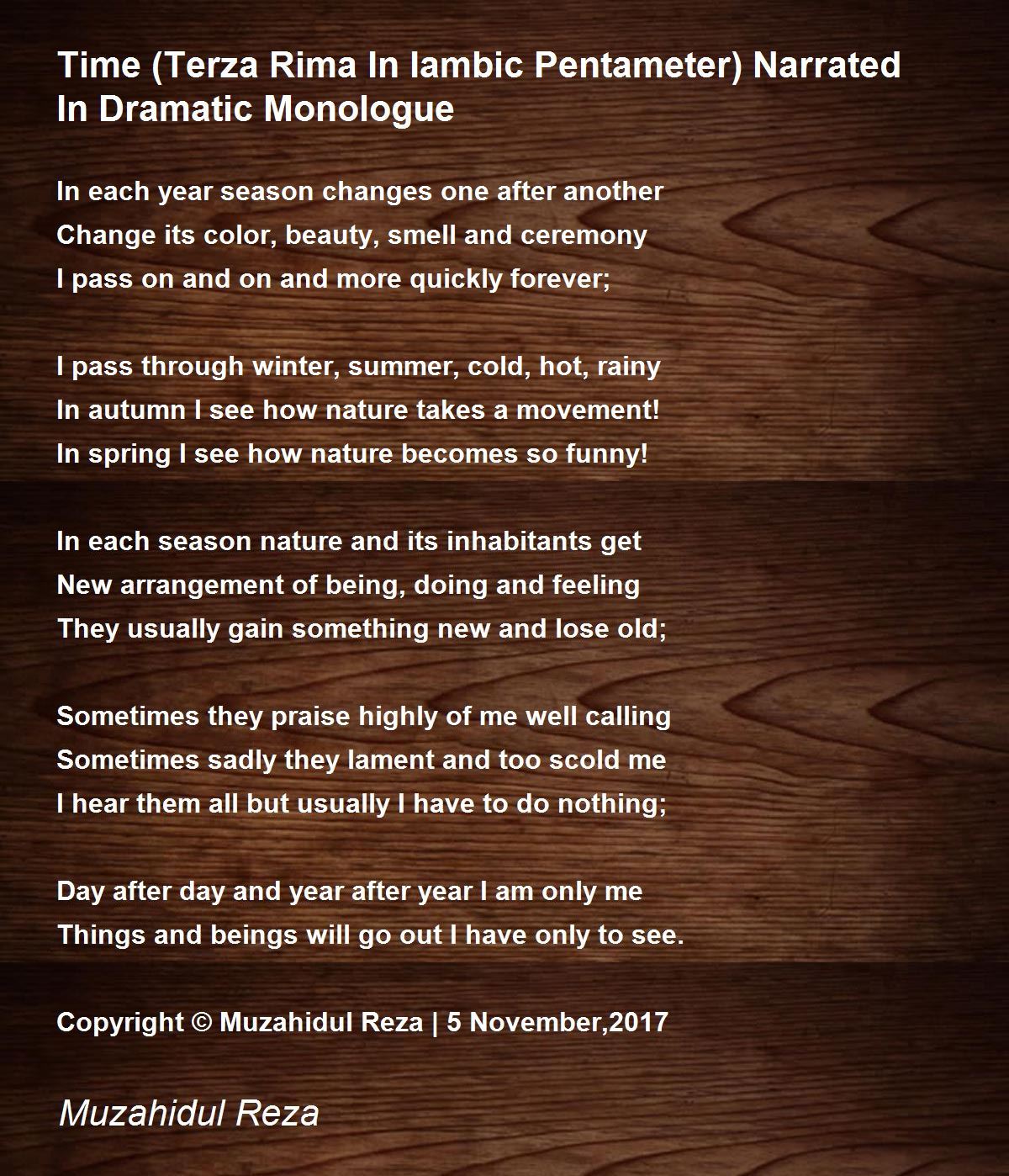 Time (Terza Rima In Iambic Pentameter) Narrated In Dramatic Monologue ...