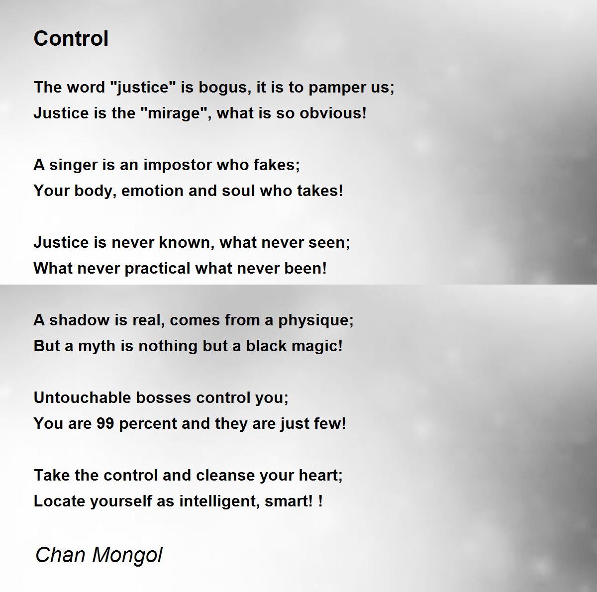 Control - Control Poem by Chan Mongol