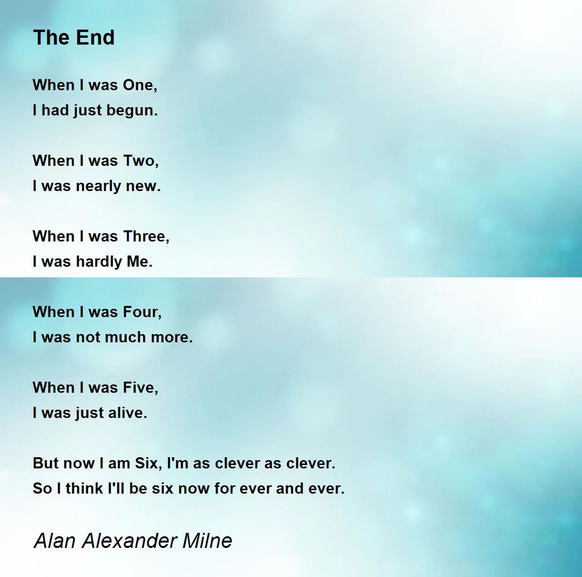 The End Poem By Alan Alexander Milne Poem Hunter Comments The End Poem By Alan Alexander Milne Poem Hunter Comments