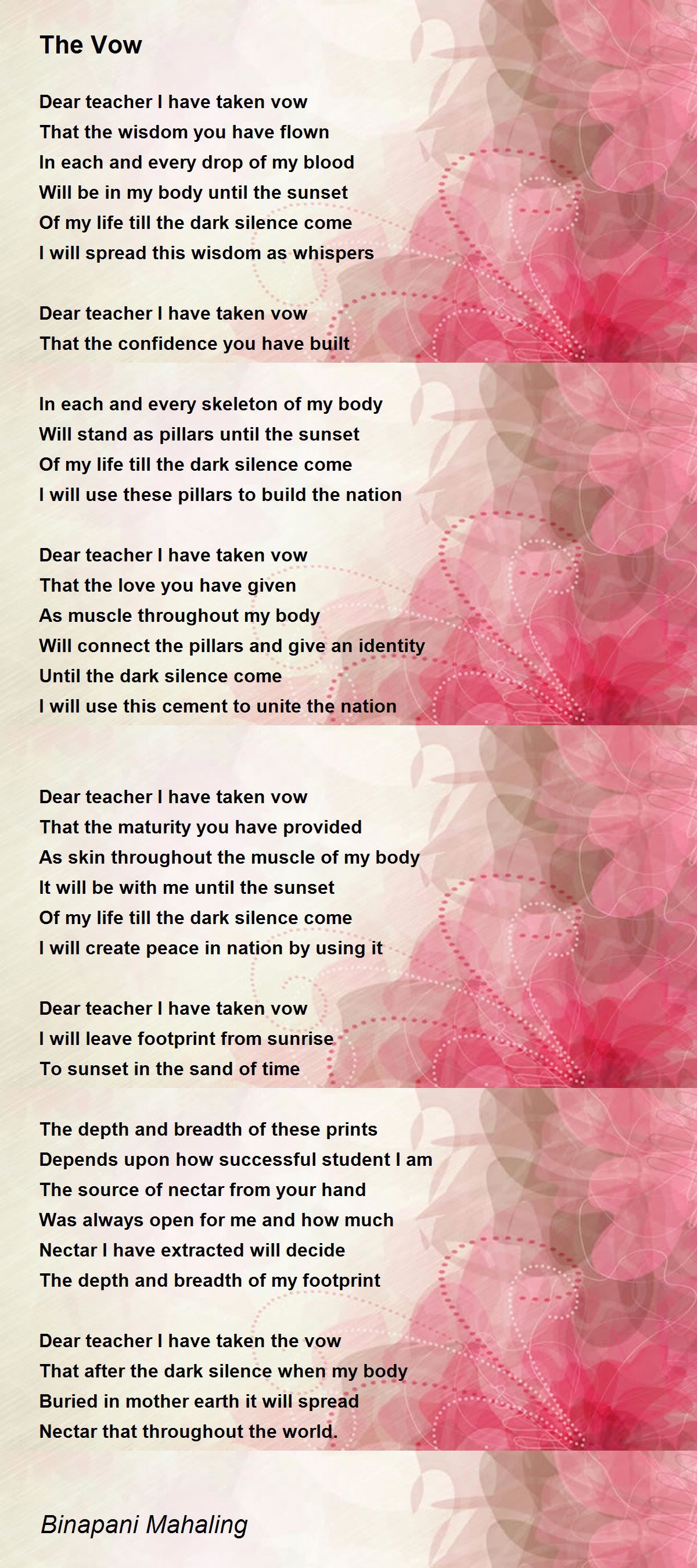 The Vow - The Vow Poem by Binapani Mahaling