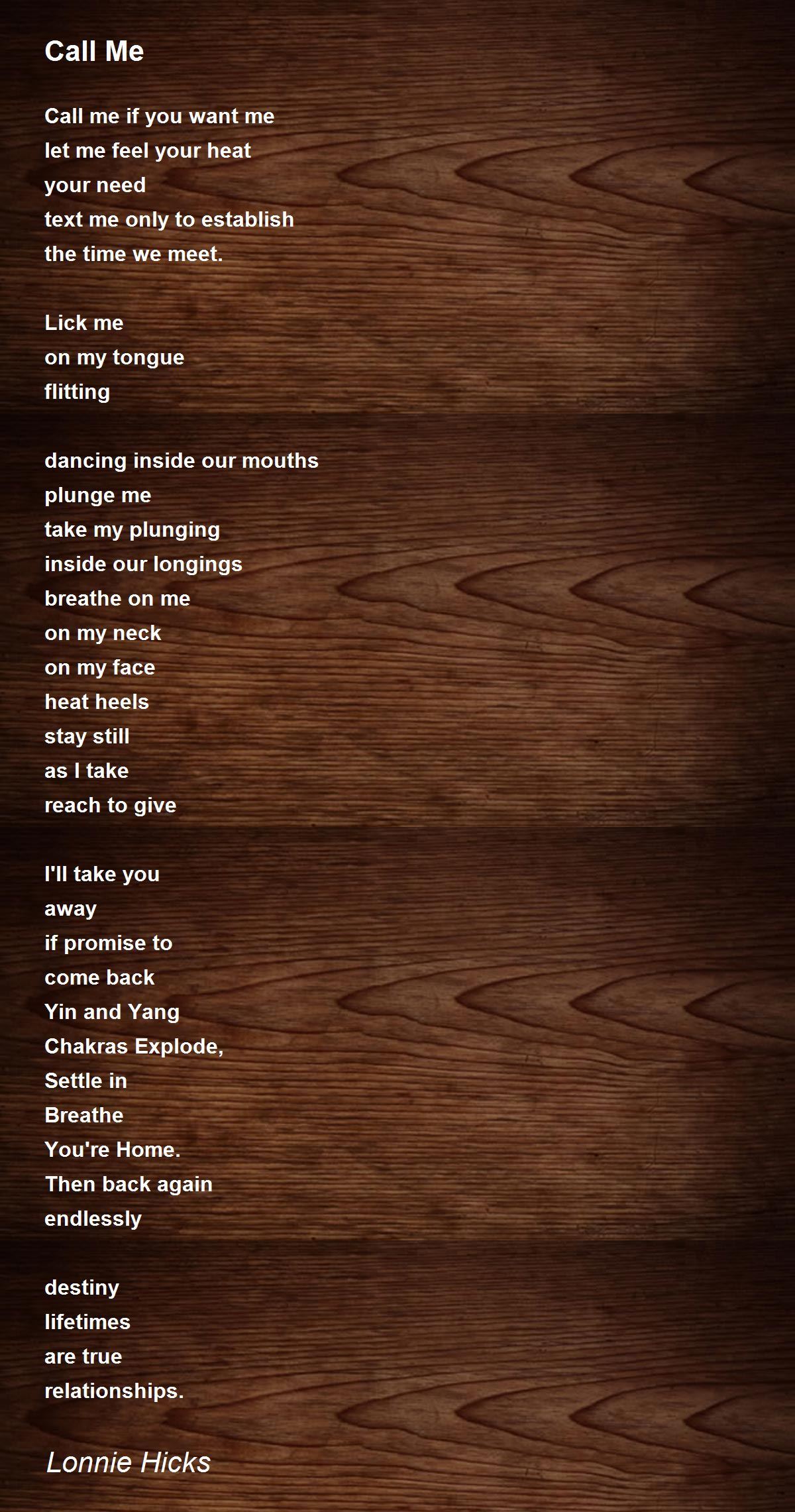 Call Me Poem by Lonnie Hicks - Poem Hunter