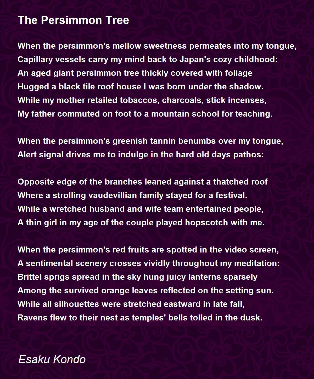 The Persimmon Tree - The Persimmon Tree Poem by Esaku Kondo