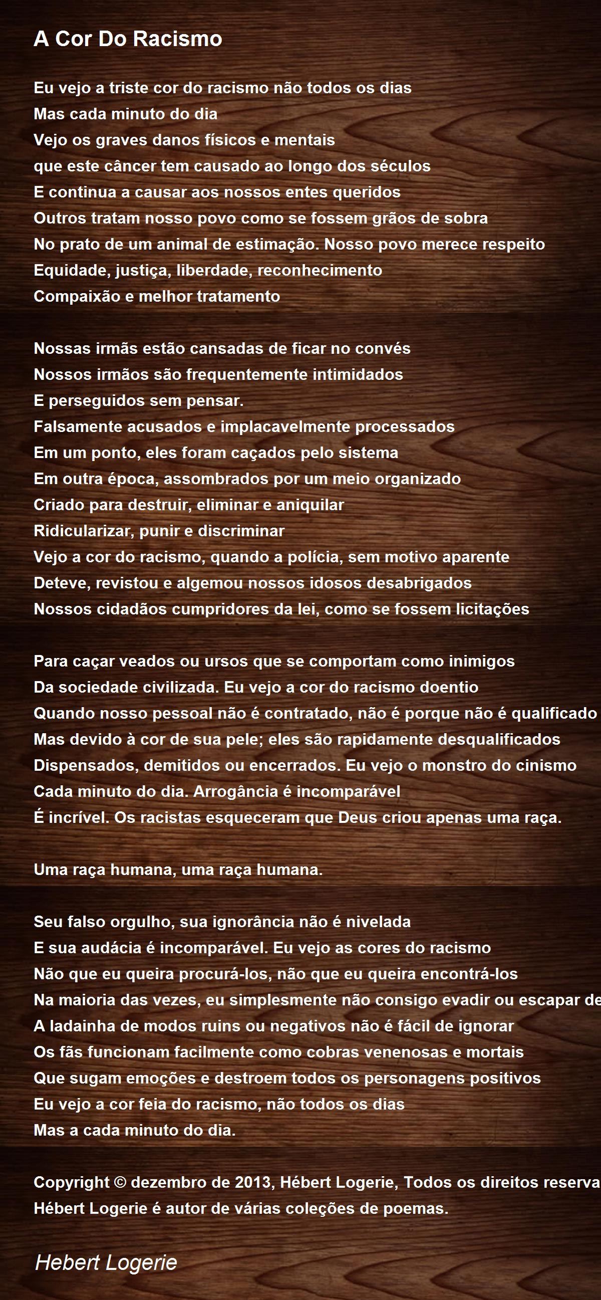 A Cor Do Racismo - A Cor Do Racismo Poem by Hebert Logerie
