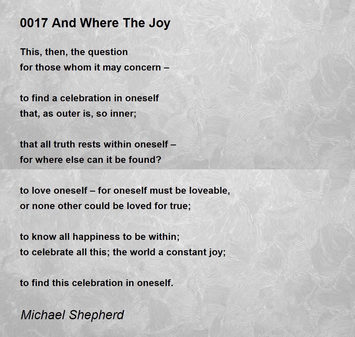 Remembered Joy Poem