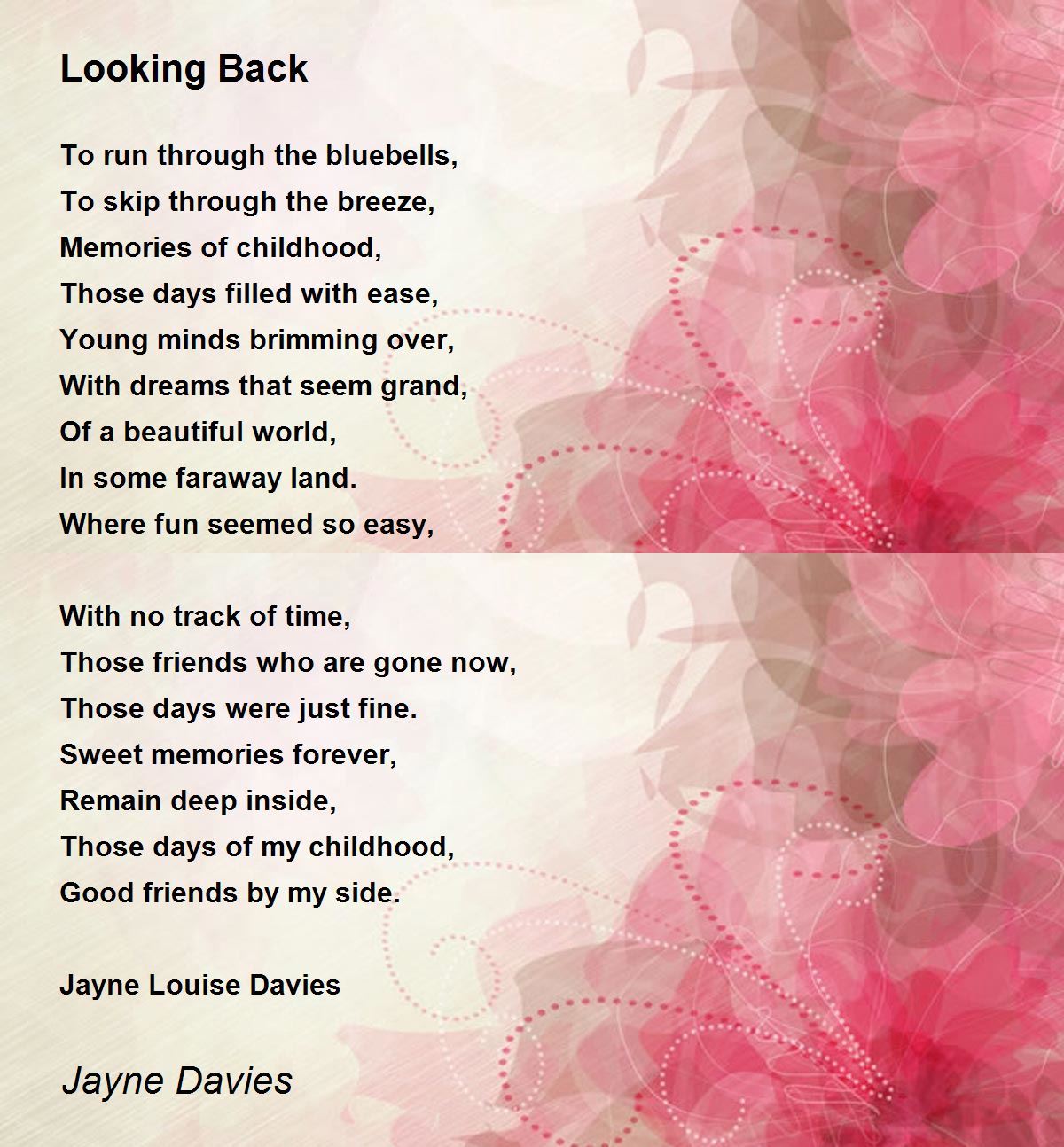 Looking Back - Looking Back Poem by Jayne Davies