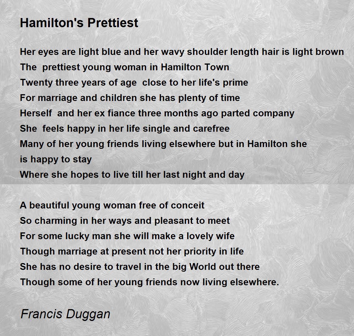 Hamilton's Prettiest - Hamilton's Prettiest Poem by Francis Duggan