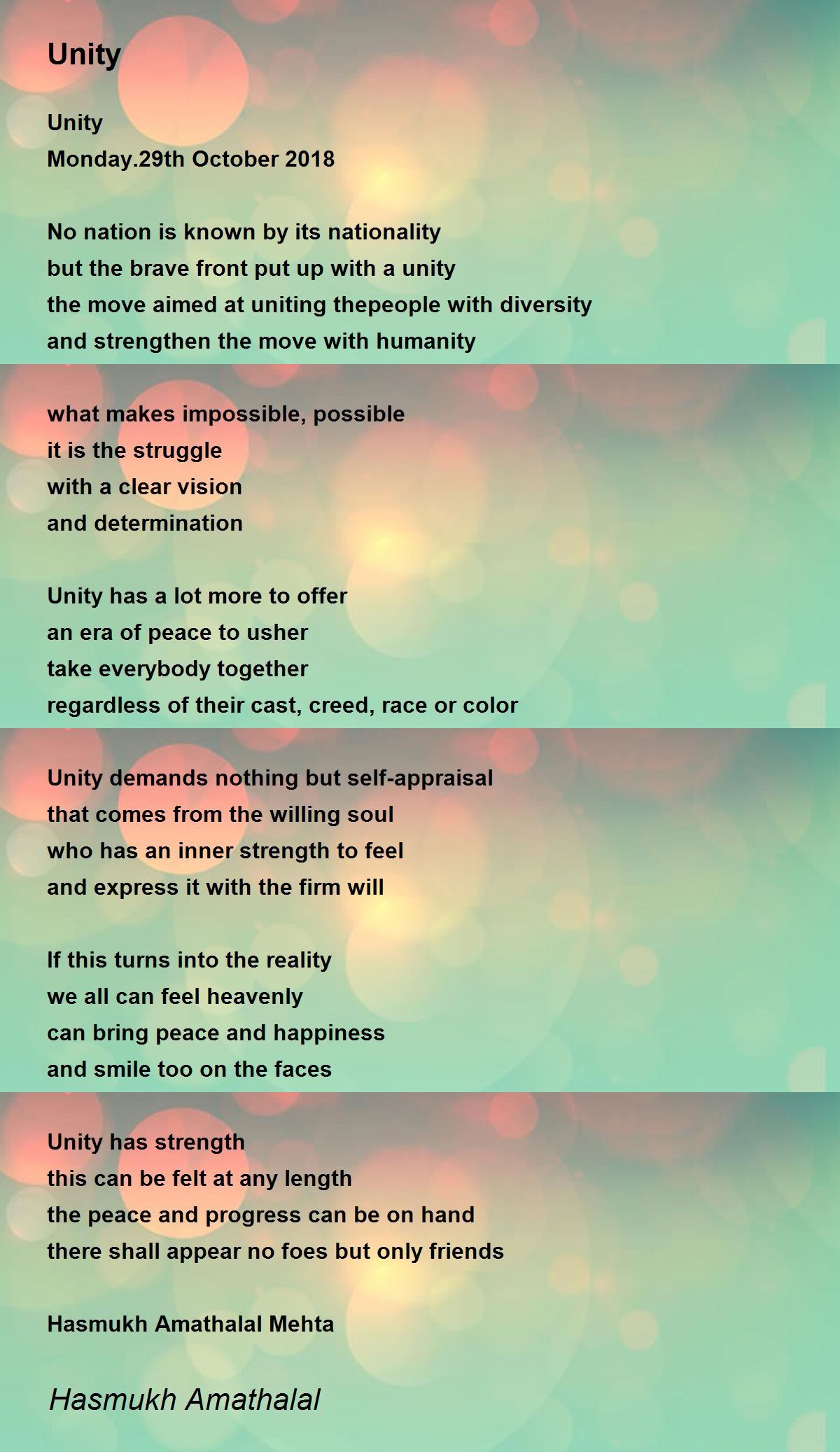 Short Poems About Unity