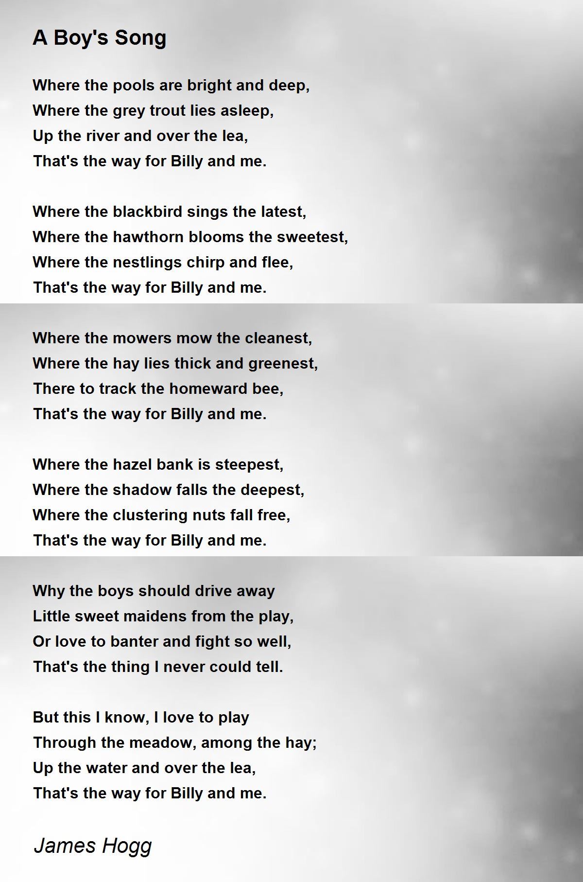 A Boy's Song Poem by James Hogg - Poem Hunter