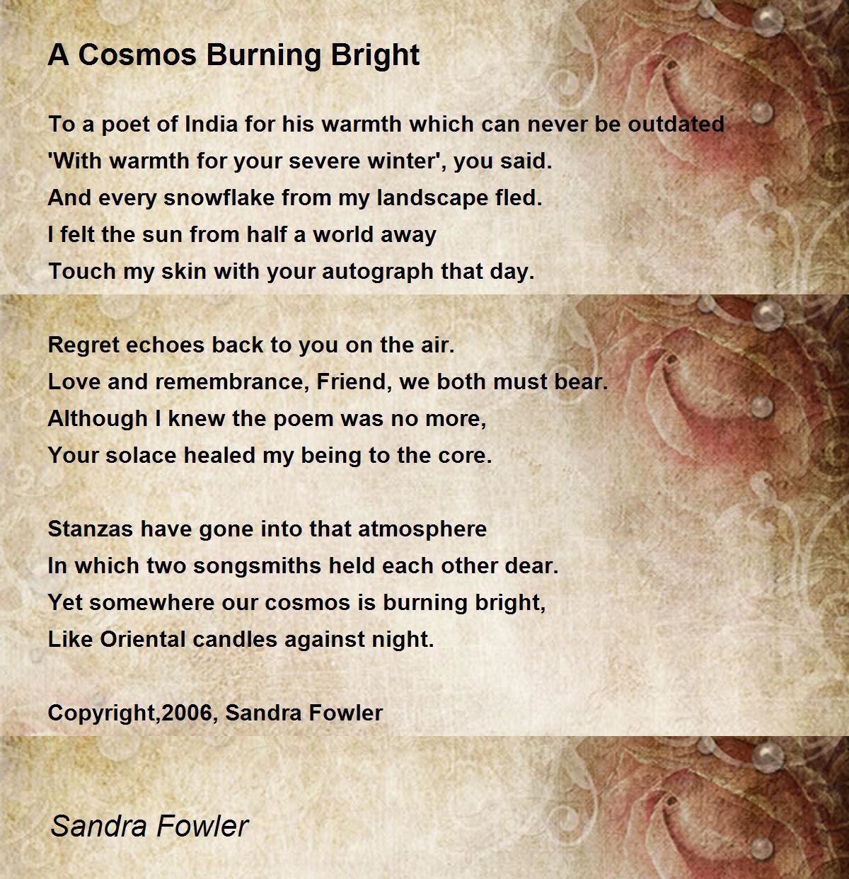 A Cosmos Burning Bright - A Cosmos Burning Bright Poem by Sandra Fowler