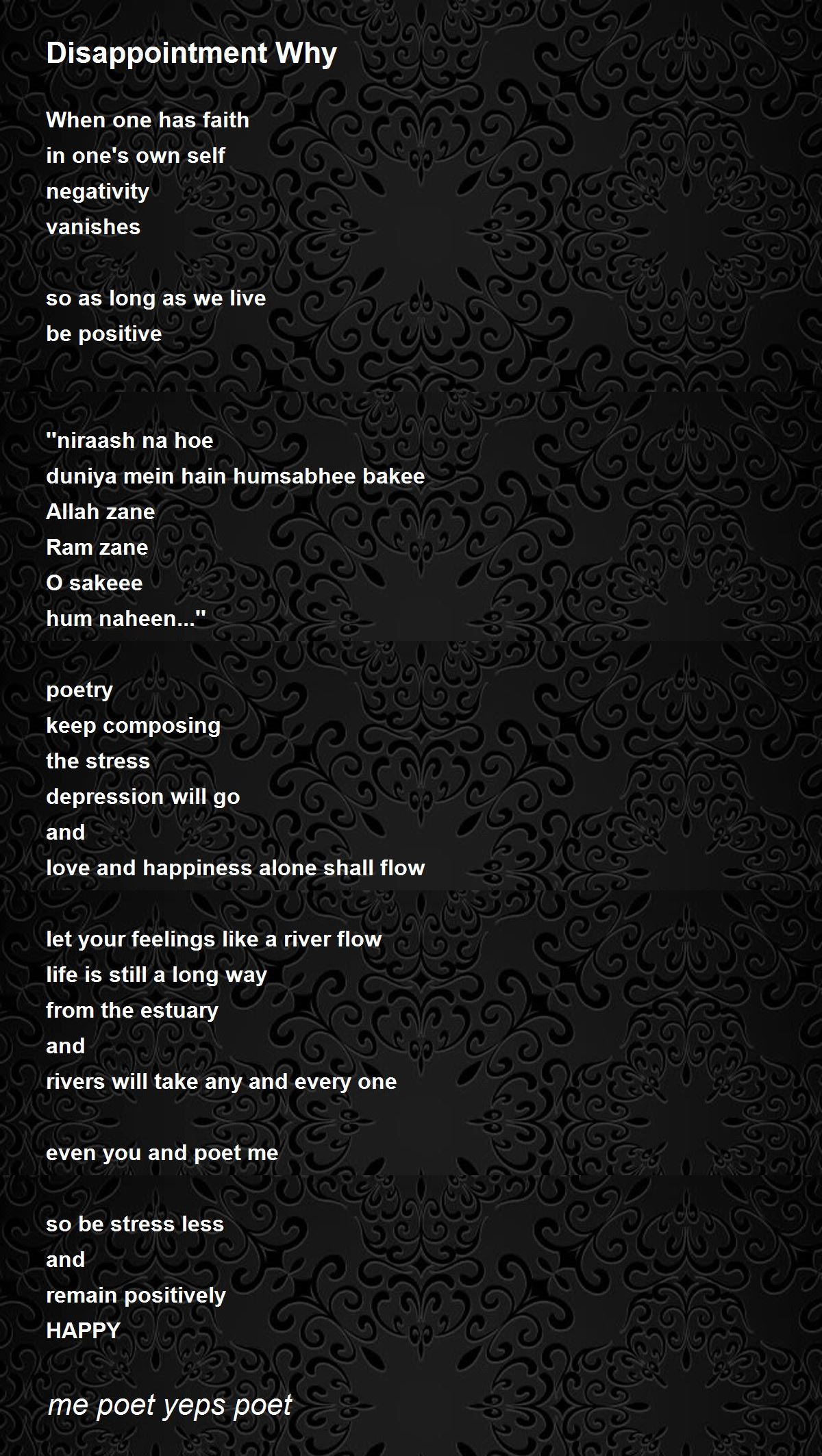 Disappointment Why Poem by me poet yeps poet - Poem Hunter