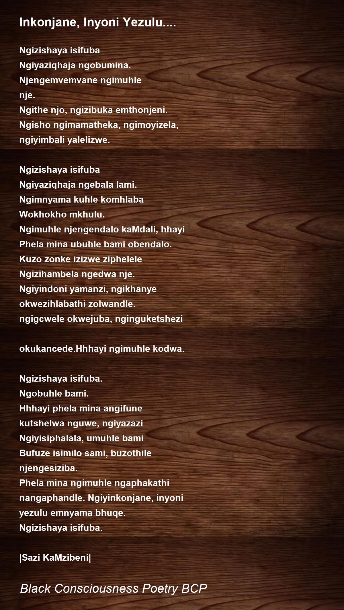 Inkonjane, Inyoni Yezulu.... - Inkonjane, Inyoni Yezulu.... Poem by ...