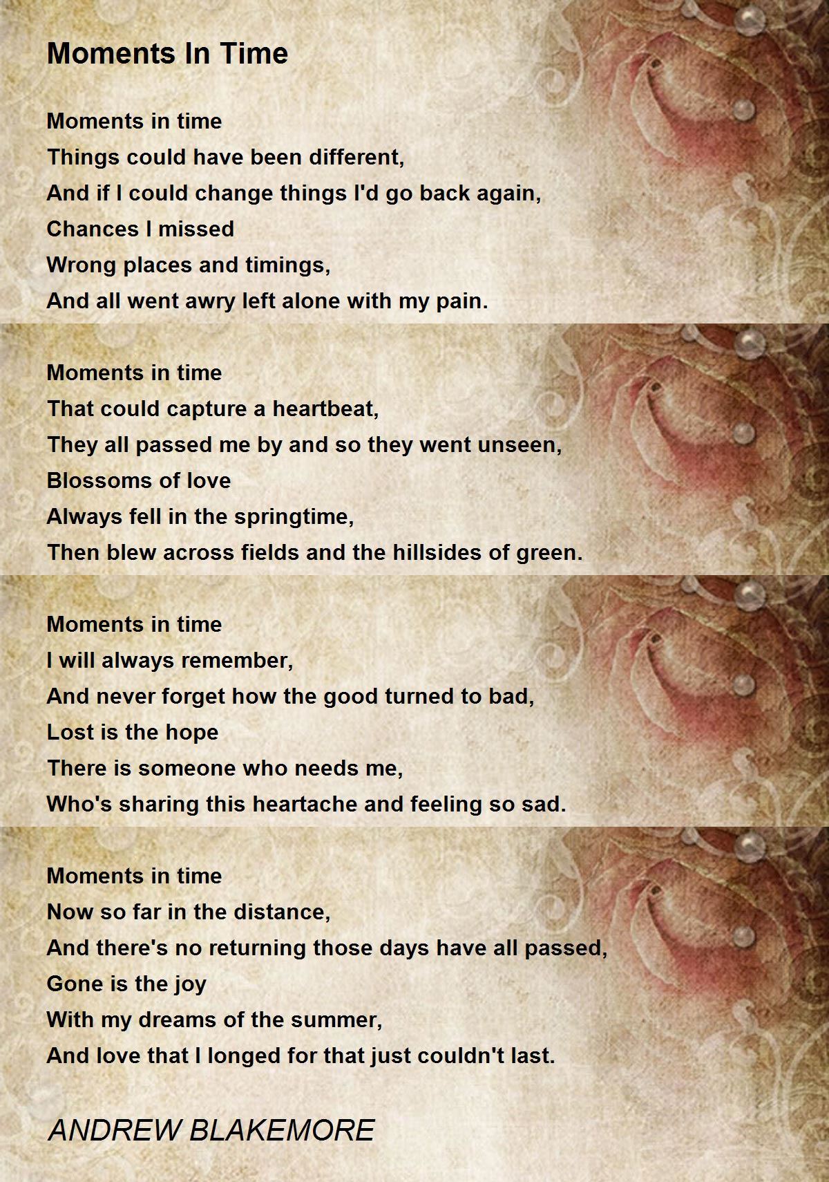 Poems About Time Moments at Francis Snyder blog